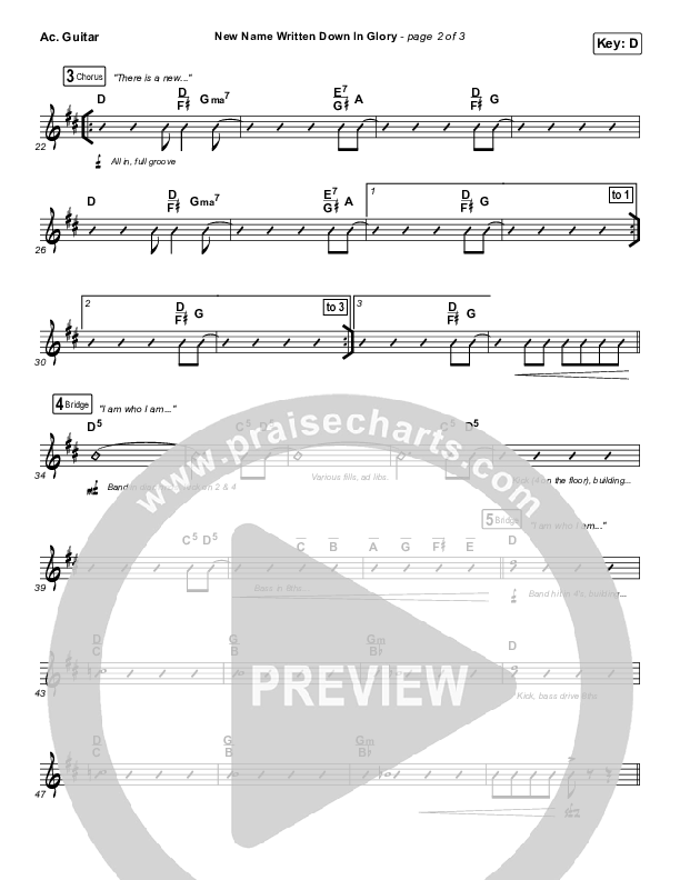 New Name Written Down In Glory Acoustic Guitar Sheet Music PDF People