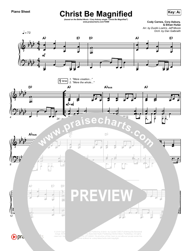 Christ Be Magnified (Live) Sheet Music PDF (Bethel Music / Cory Asbury ...