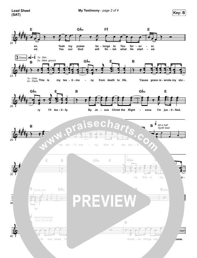 My Testimony Sheet Music PDF (Elevation Worship) - PraiseCharts