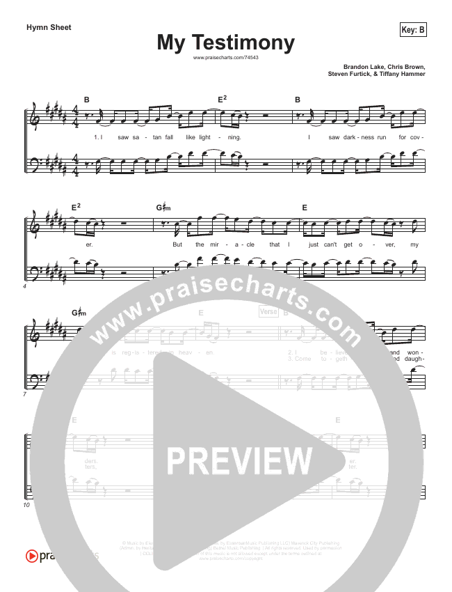 My Testimony Hymn Sheet (Elevation Worship) - PraiseCharts