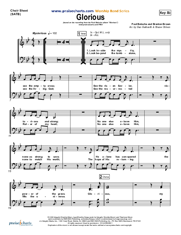 Glorious Choir Sheet Music PDF (Paul Baloche) - PraiseCharts