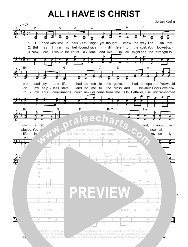 All I Have Is Christ Sheet Music (Sovereign Grace / Bob Kauflin ...