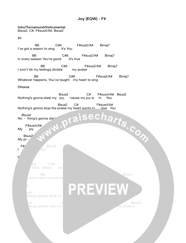 Joy Chords PDF (Equippers Worship) - PraiseCharts