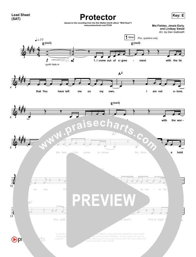 Protector Sheet Music (Kim Walker-Smith) - PraiseCharts