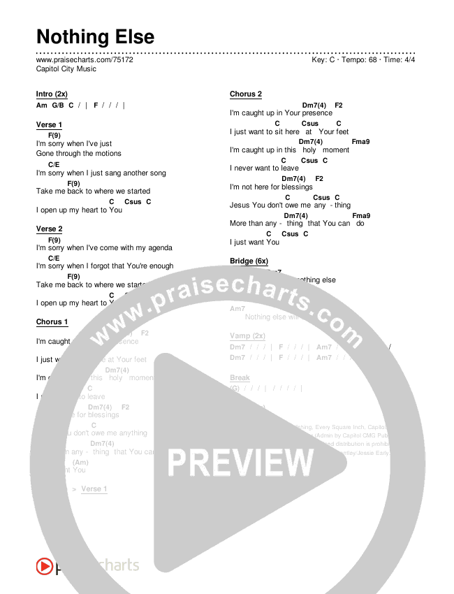 Nothing Else Chords PDF (Capital City Music) - PraiseCharts