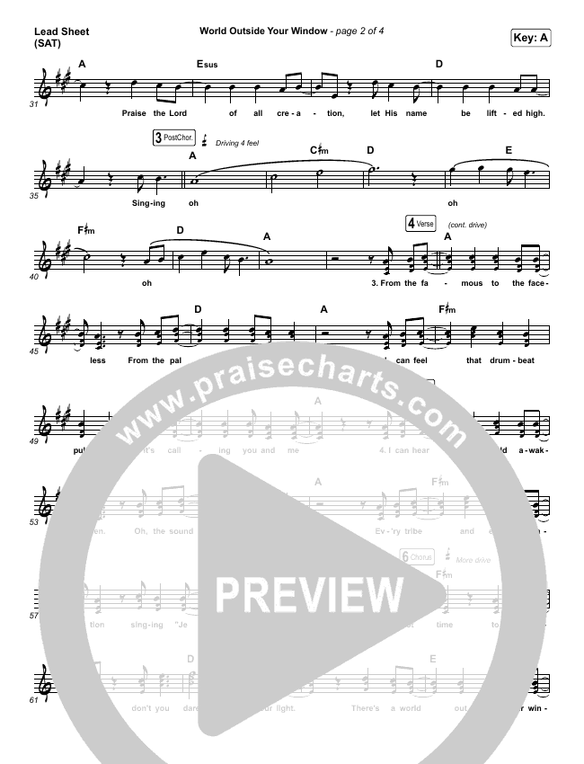 World Outside Your Window (Live) Sheet Music PDF (Hillsong Young & Free ...