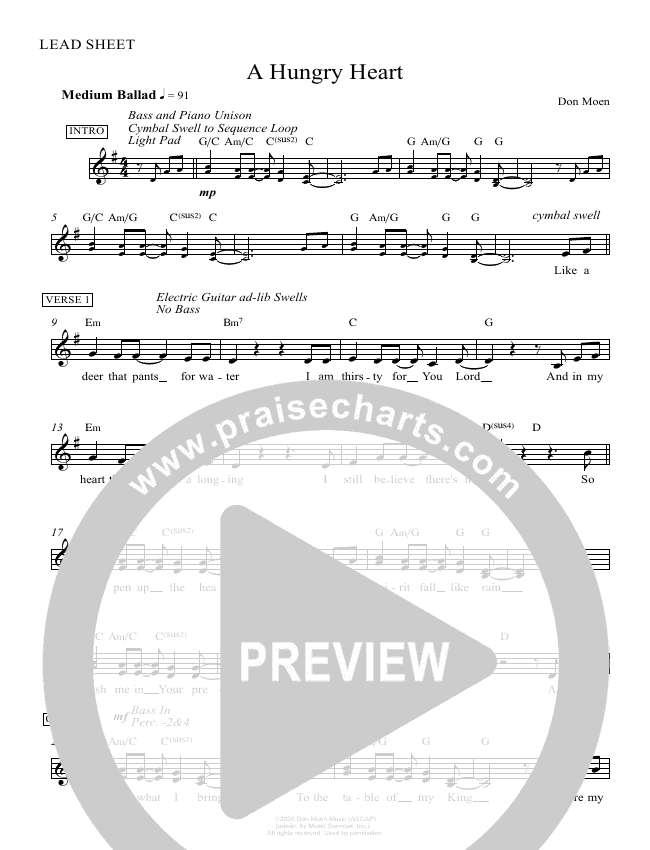 A Hungry Heart Sheet Music PDF (Don Moen) - PraiseCharts