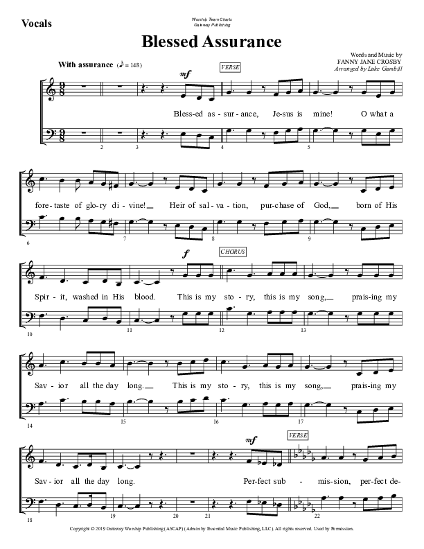 Blessed Assurance Sheet Music PDF (WorshipTeam.tv) - PraiseCharts