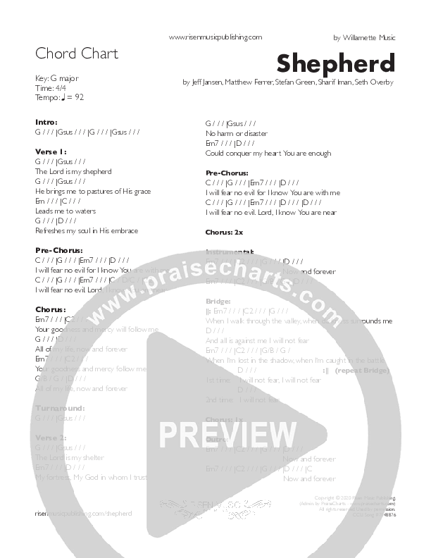 Shepherd (Single) Chords PDF (Willamette Music / Matthew Ferrer ...