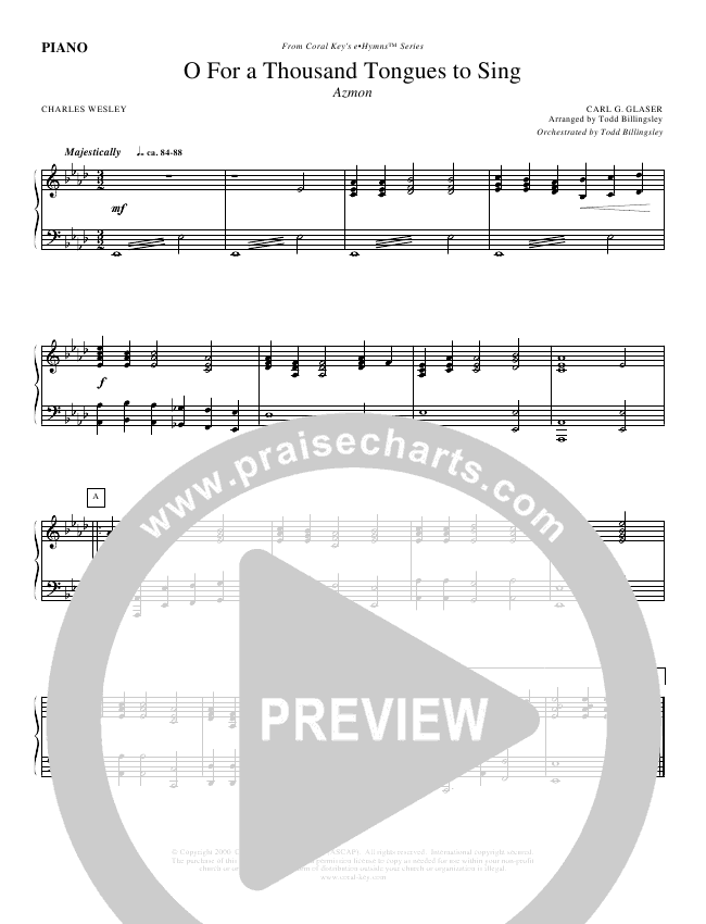 O For A Thousand Tongues To Sing Sheet Music PDF (Todd Billingsley ...