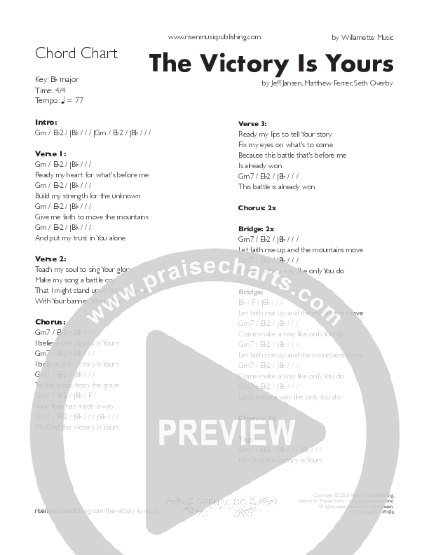 The Victory Is Yours (Single) Chords PDF (Willamette Music / Matthew ...