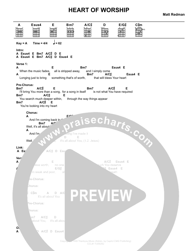 The Heart Of Worship Chords (David Leonard) - PraiseCharts