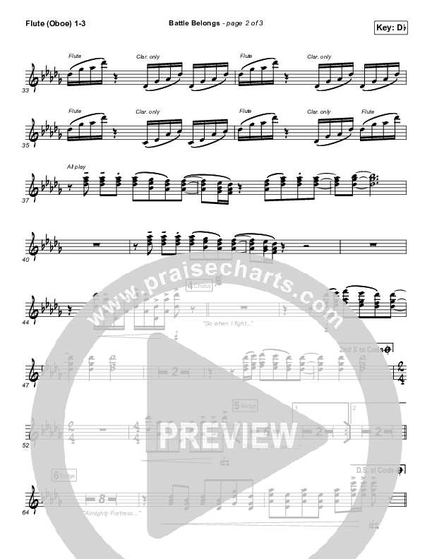 Battle Belongs Flute Sheet Music PDF (Phil Wickham) - PraiseCharts