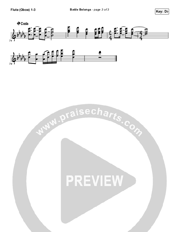 Battle Belongs Flute Sheet Music PDF (Phil Wickham) - PraiseCharts