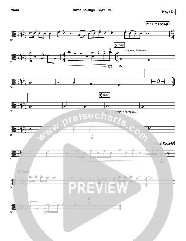 Battle Belongs Viola Sheet Music PDF (Phil Wickham) - PraiseCharts