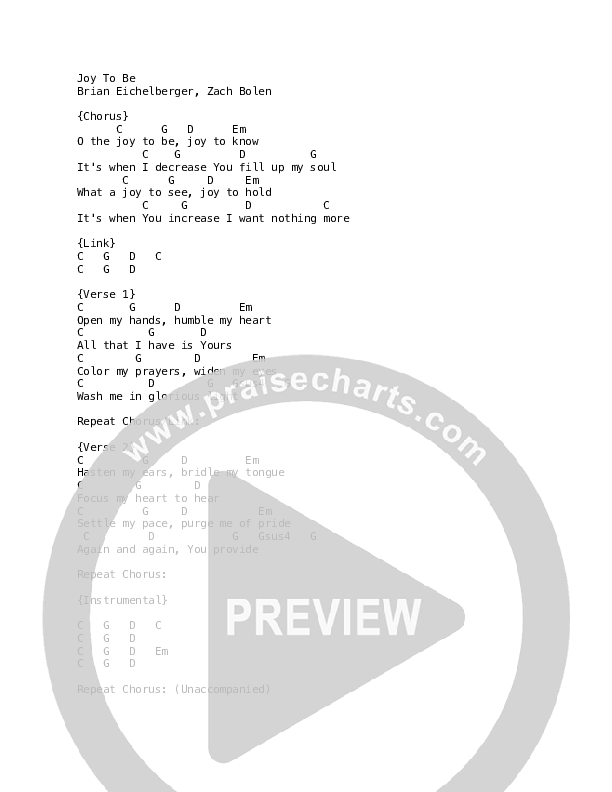 Joy To Be Chords PDF (Citizens / Chaunda Jefferson) - PraiseCharts