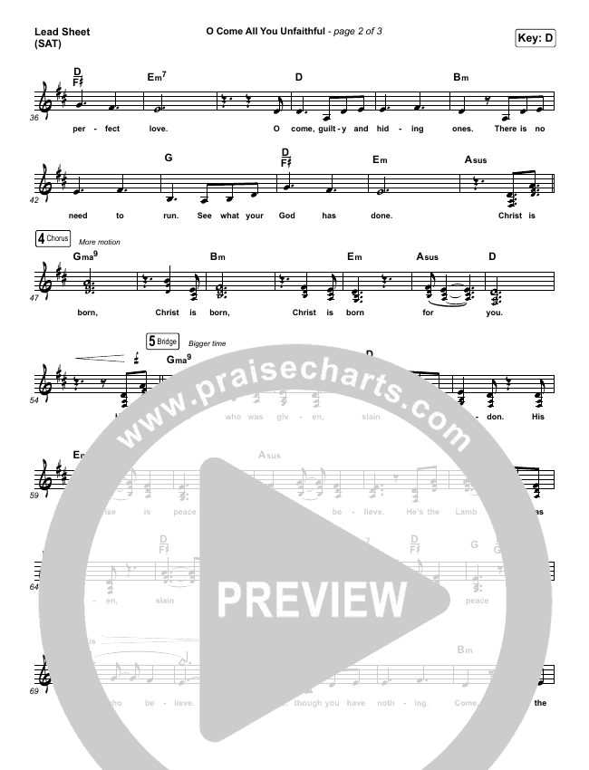 O Come All You Unfaithful Sheet Music PDF (Sovereign Grace) - PraiseCharts