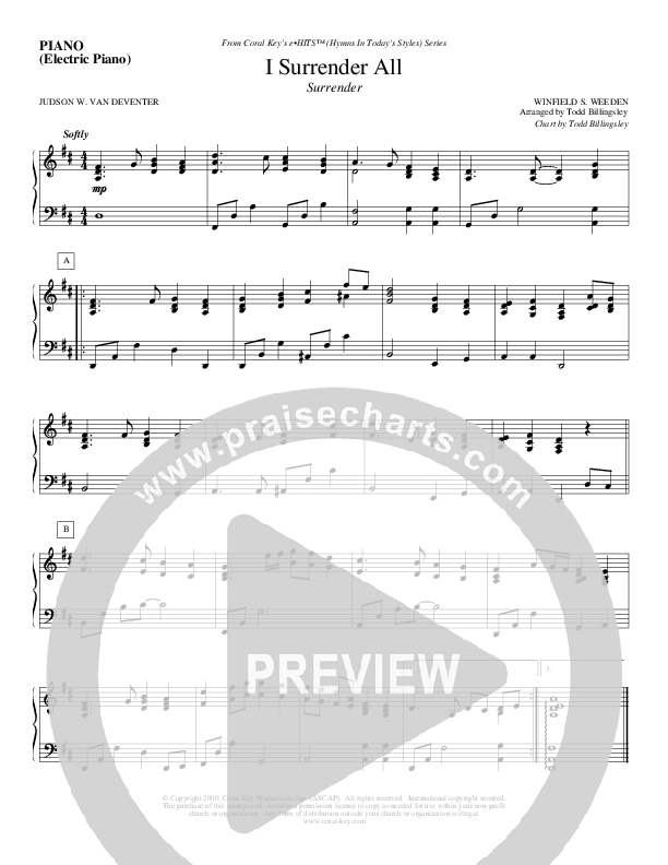 I Surrender All (Todd Billingsley) - PraiseCharts