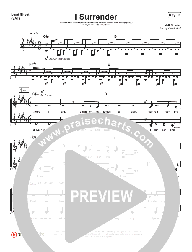 I Surrender Sheet Music PDF (Hillsong Worship) - PraiseCharts