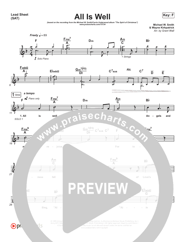 All Is Well Sheet Music PDF (Michael W. Smith / Carrie Underwood ...