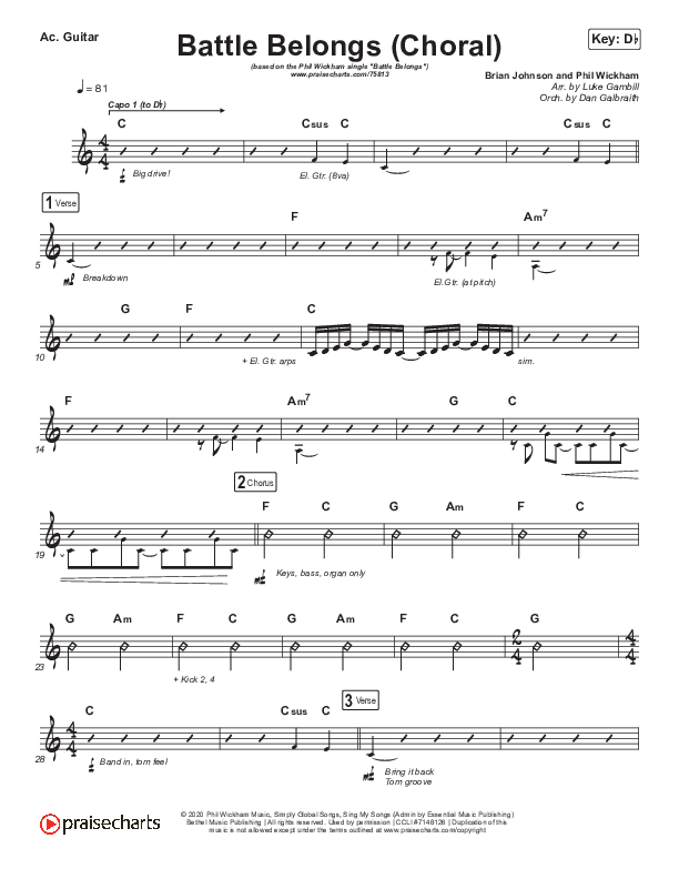 Battle Belongs (Choral Anthem SATB) Acoustic Guitar Sheet Music PDF (Phil Wickham / Arr. Luke ...