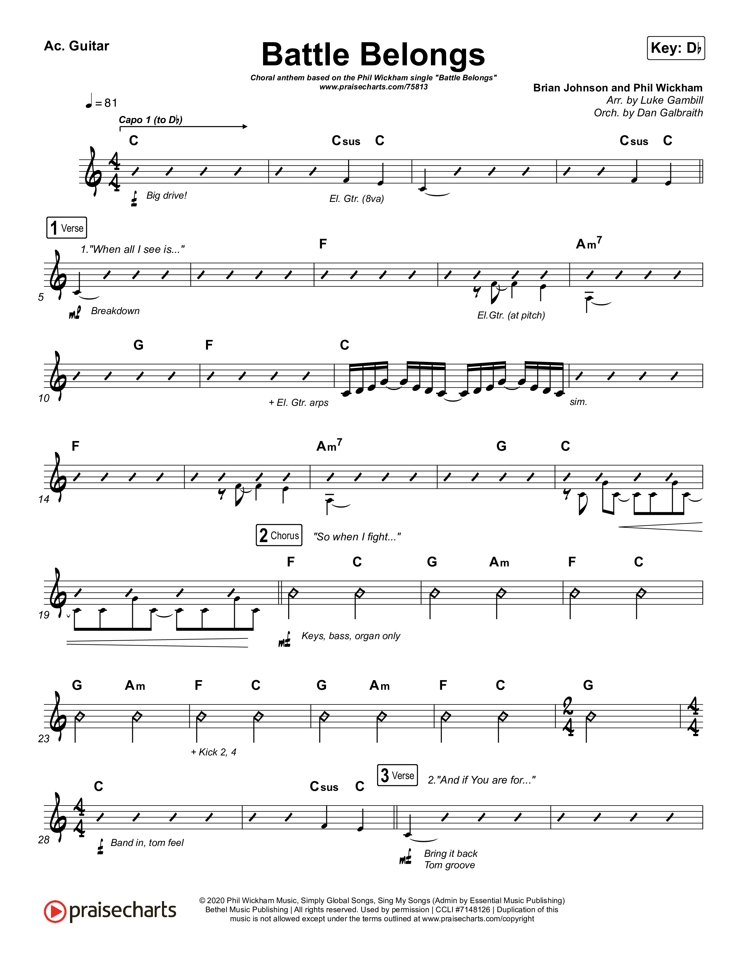 Battle Belongs (Choral Anthem SATB) Acoustic Guitar Sheet Music PDF (Phil Wickham / Arr. Luke ...