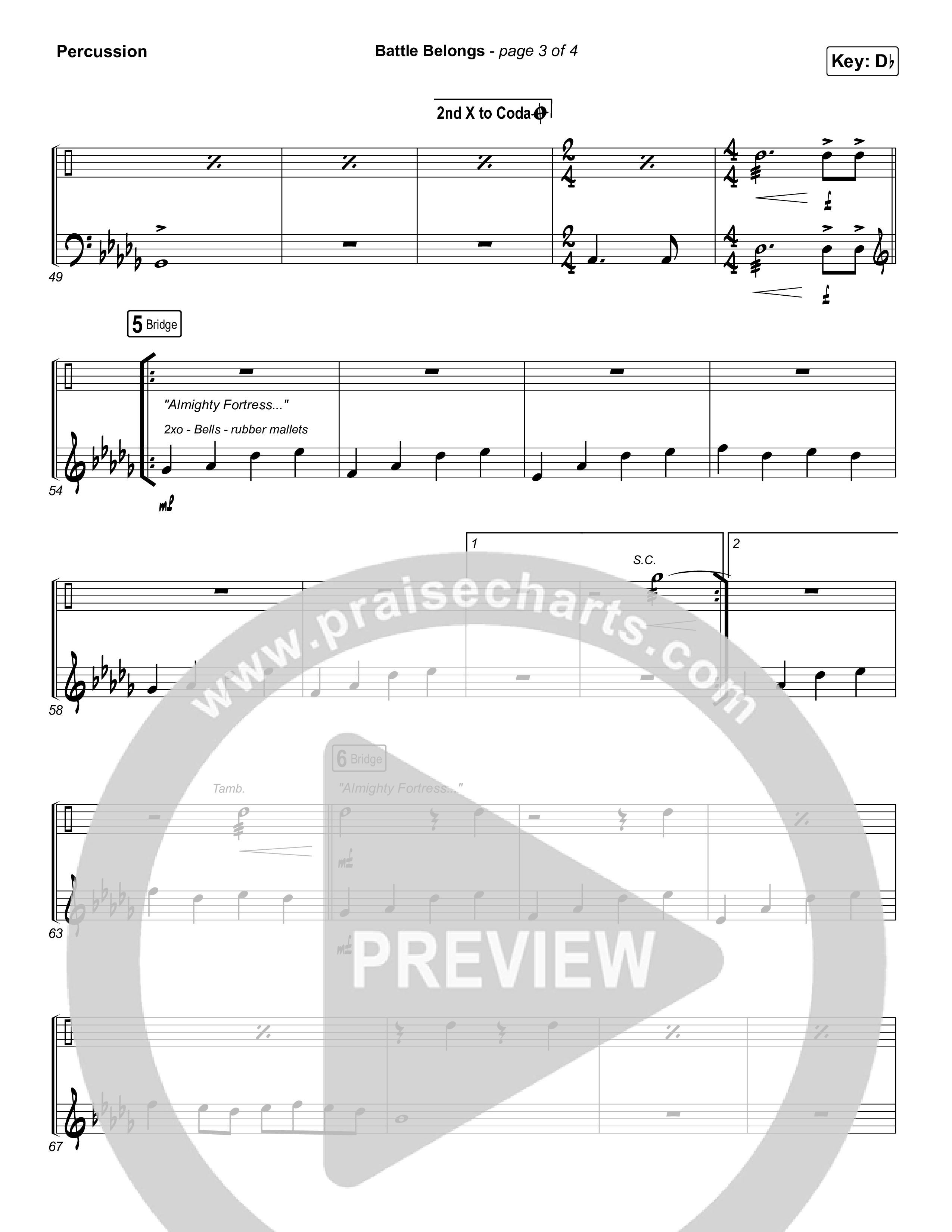 Battle Belongs (Choral Anthem SATB) Percussion Sheet Music PDF (Phil ...