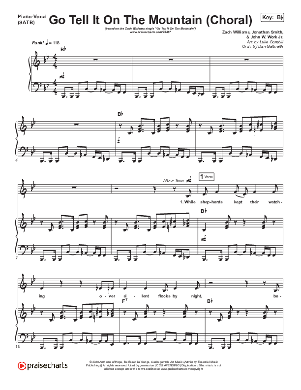 Go Tell It On The Mountain (Choral Anthem SATB) Sheet Music PDF (Zach ...