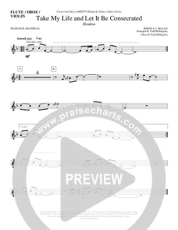 Take My Life And Let It Be Consecrated Flute/Oboe Sheet Music PDF (Todd ...
