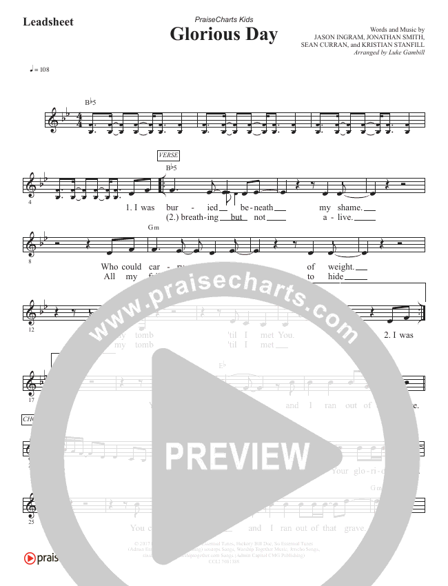 Glorious Day (Kids) Sheet Music PDF (PraiseCharts Kids / Arr. Luke ...