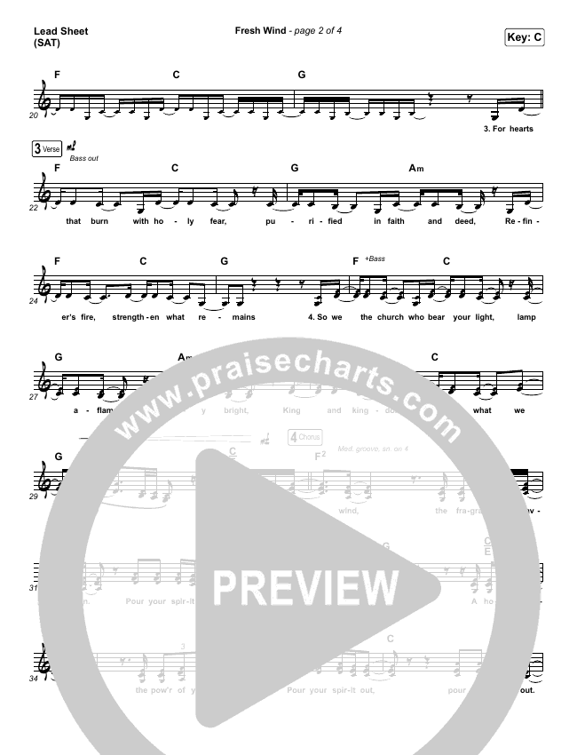 Fresh Wind Sheet Music (Hillsong Worship) - PraiseCharts