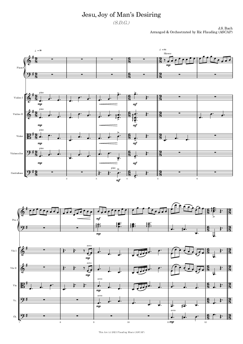 Jesu Joy Of Mans Desiring (Ric Flauding) - PraiseCharts