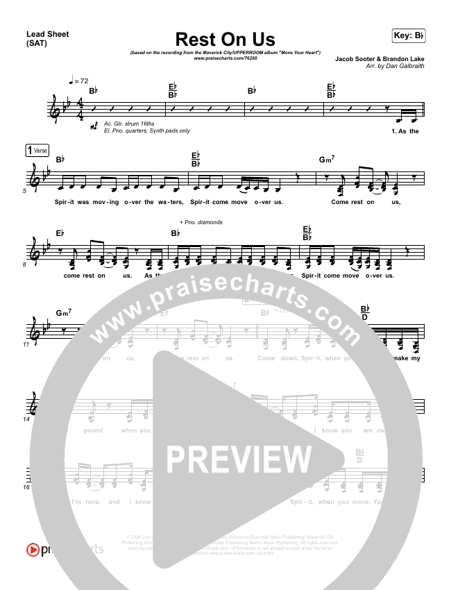 Rest On Us Sheet Music PDF (Maverick City Music / UPPERROOM / Brandon ...
