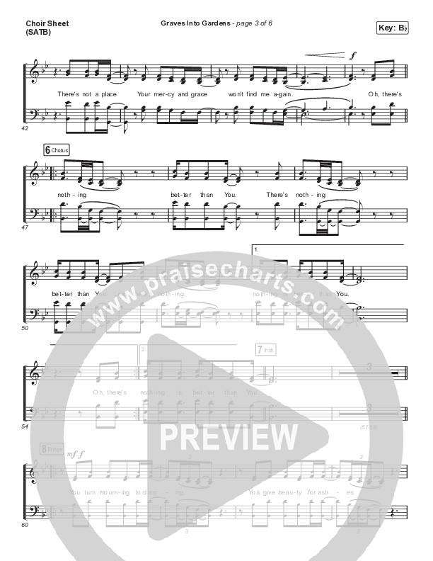 Graves Into Gardens (Choral Anthem SATB) Choir Sheet Music PDF (Elevation Worship / Brandon Lake ...