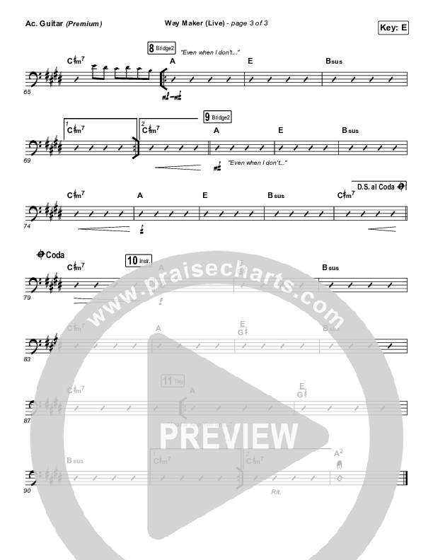 Way Maker (Choral Anthem SATB) Acoustic Guitar Sheet Music PDF (Leeland ...