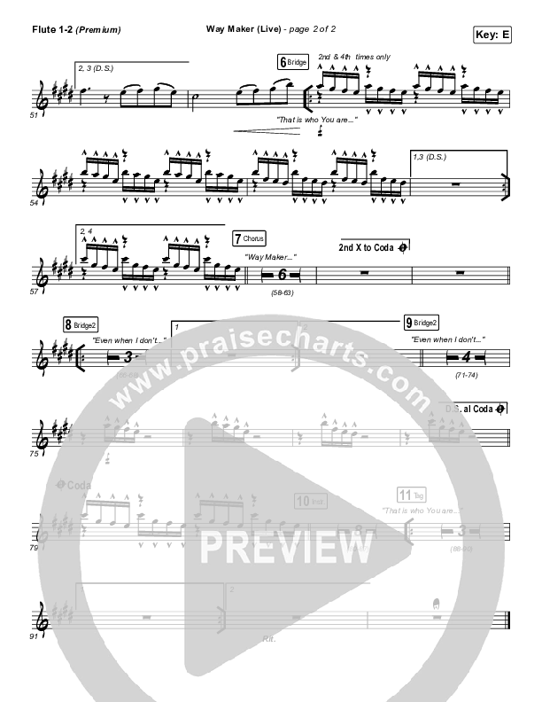 Way Maker (Choral Anthem SATB) Flute Sheet Music PDF (Leeland / Arr ...