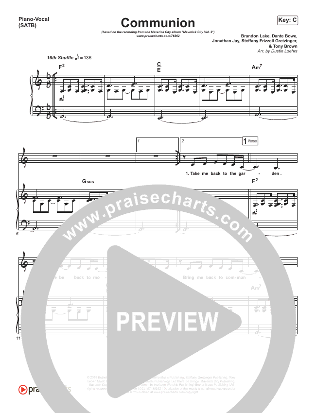 Communion Sheet Music PDF (Maverick City Music / Steffany Gretzinger ...