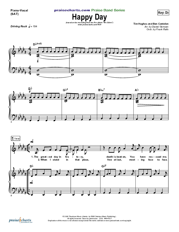 Happy Day Sheet Music PDF (FEE Band) - PraiseCharts