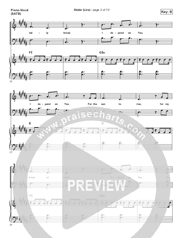 Abide (Live) Sheet Music PDF (The Worship Initiative / Shane & Shane ...