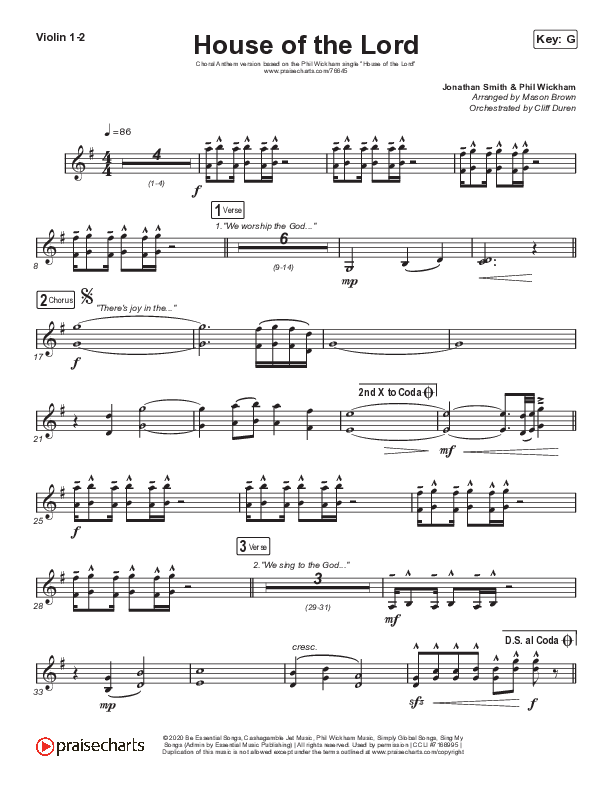 House Of The Lord Choral Anthem Satb Violin Sheet Music Pdf Phil
