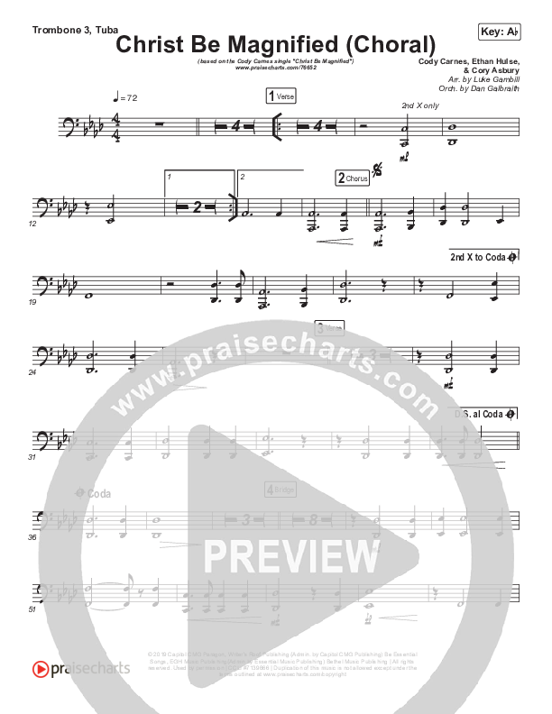 Christ Be Magnified Choral Anthem Satb Trombone Tuba Sheet Music Pdf