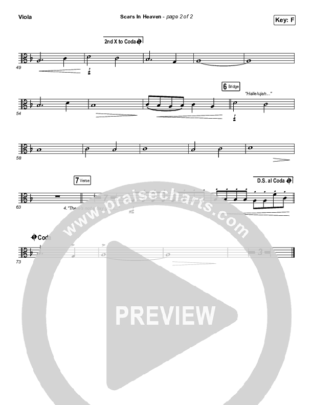Scars In Heaven Viola Sheet Music PDF (Casting Crowns) - PraiseCharts