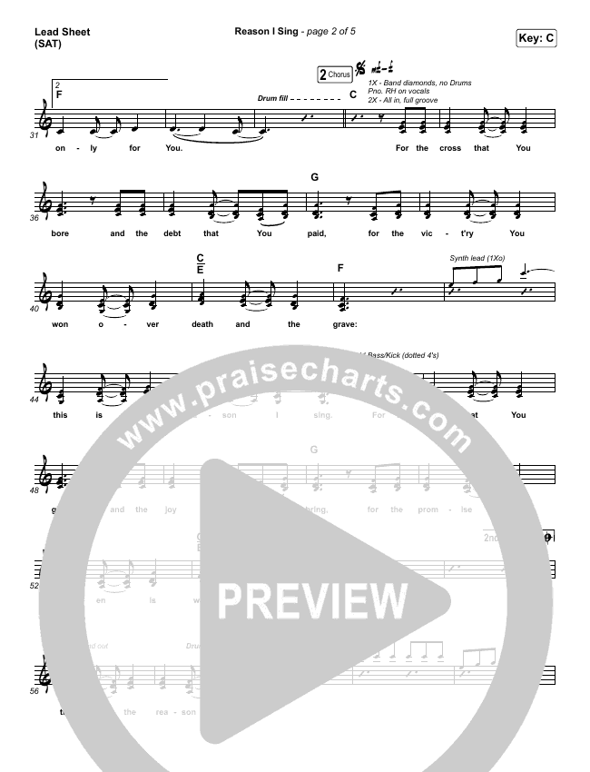Reason I Sing Sheet Music PDF (Phil Wickham) - PraiseCharts