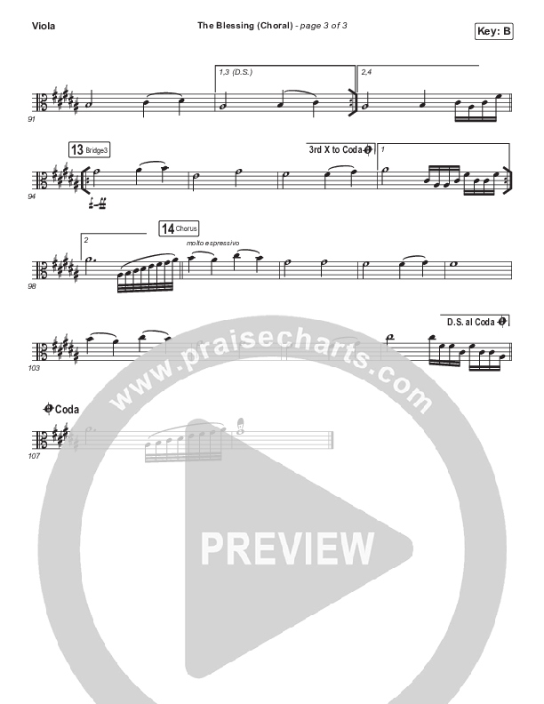 The Blessing (Choral Anthem SATB) Viola Sheet Music PDF (Cody Carnes ...
