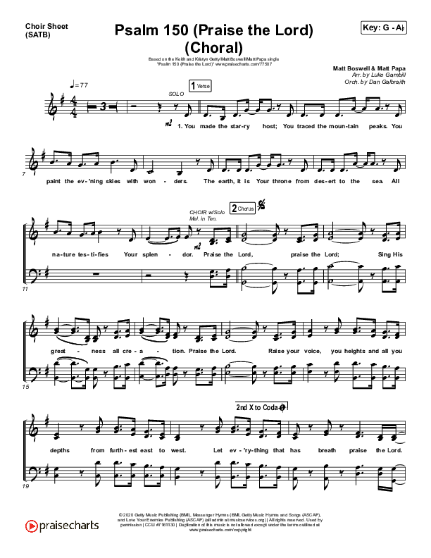 Psalm 150 Praise The Lord Choral Anthem Satb Sheet Music Pdf Matt