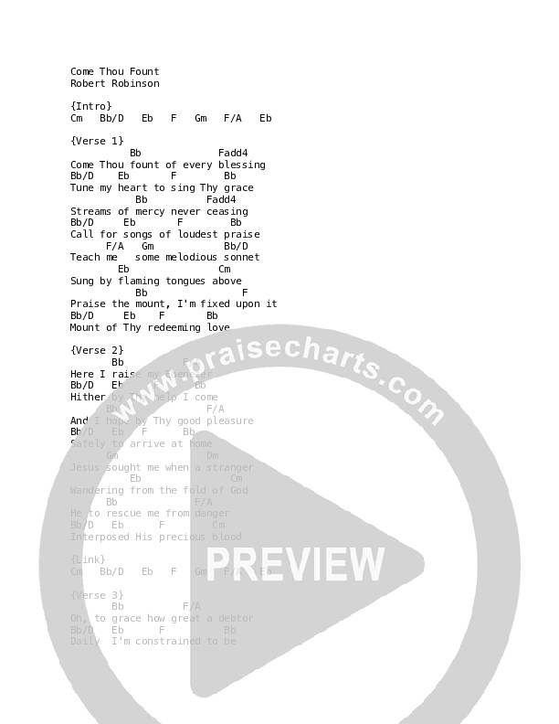Come Thou Fount Chords PDF (Celtic Worship) - PraiseCharts Come Thou Fount Chords PDF (Celtic Worship) - PraiseCharts