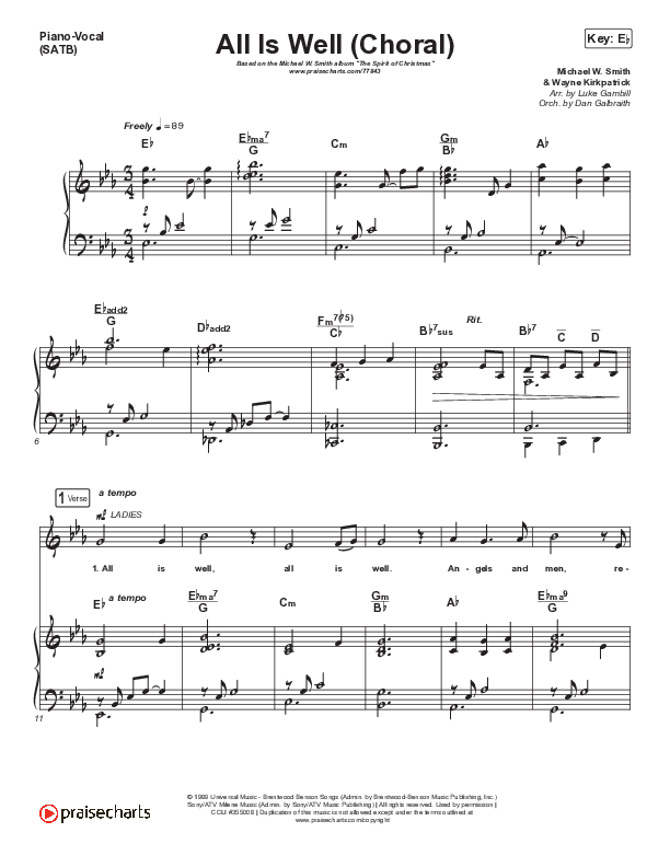 All Is Well (Choral Anthem SATB) Sheet Music PDF (Michael W. Smith ... All Is Well (Choral Anthem SATB) Sheet Music PDF (Michael W. Smith ...