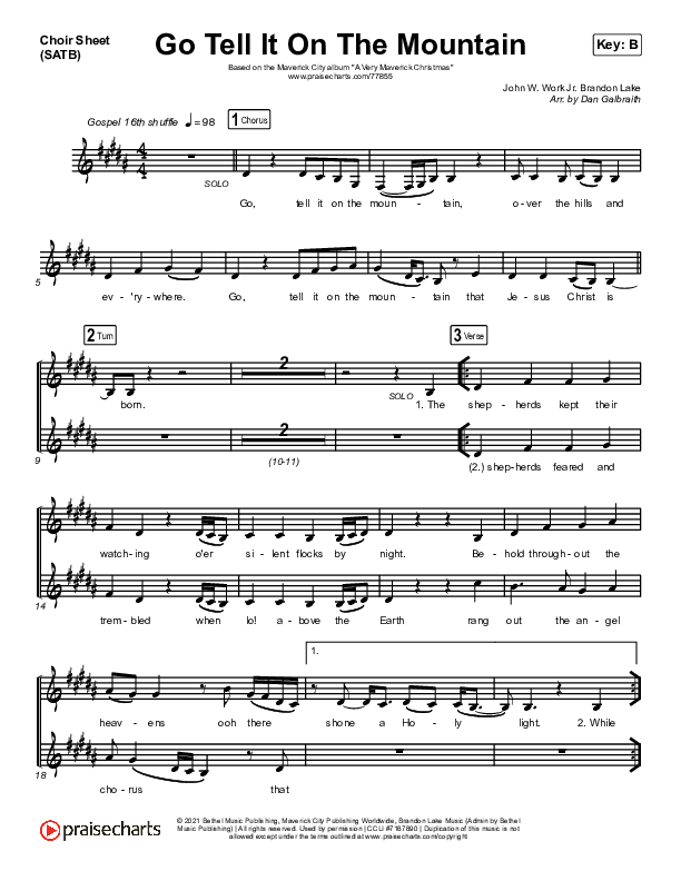 Go Tell It On The Mountain Choir Sheet Music PDF (Maverick City Music ...