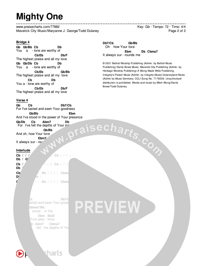 Mighty One Chords PDF (Maverick City Music / Maryanne J. George / Todd ...