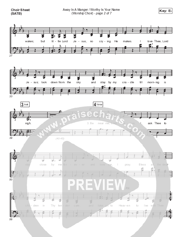 Away In A Manger / Worthy Is Your Name (Choral Anthem SATB) Choir Sheet Music PDF (Maverick City ...